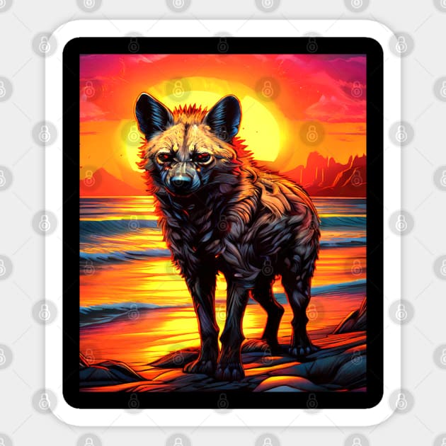 Hyena on the Beach, Sunset - Hyena On The Beach Sunset Lover - Sticker ...