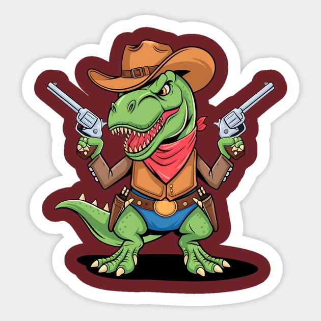 Cowboy T Rex Dinosaur - Cowboy T Rex Dinosaur - Sticker | TeePublic
