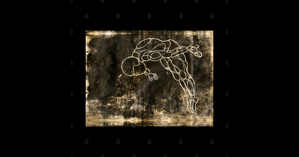 Vintage Diver Art, Lino Print of Springboard Diving - Lino Print ...