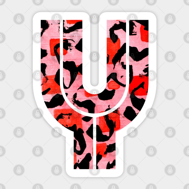 Letter Y Watercolour Leopard Print Alphabet Red - Letter Y - Sticker ...