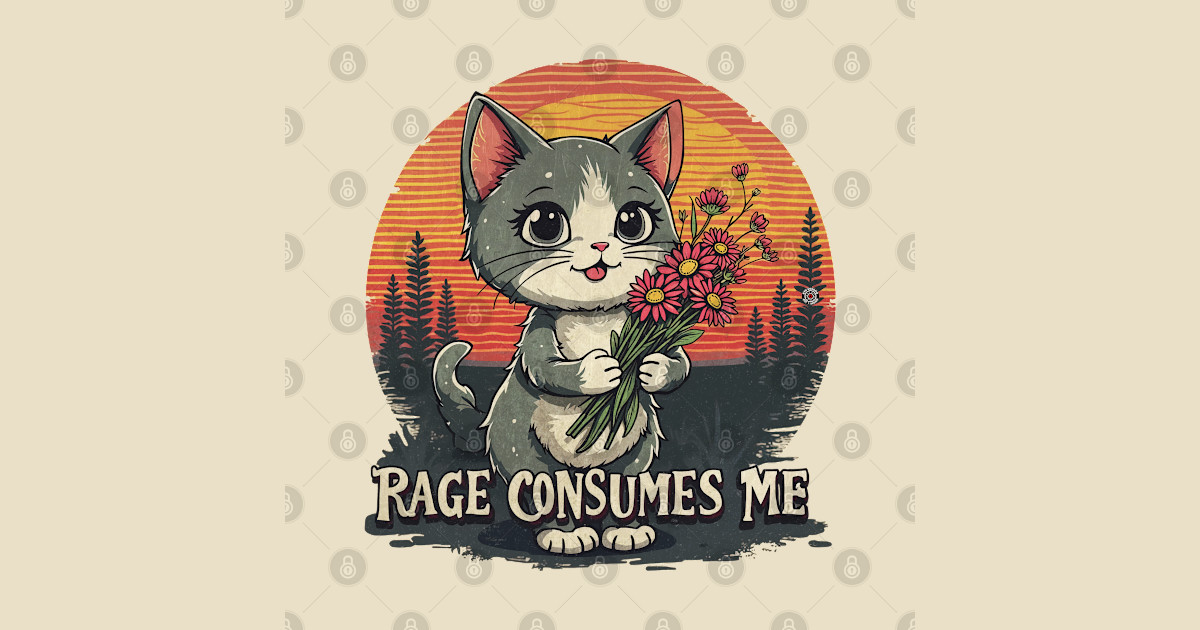 Rage Consumes Me Cat Flower Cute Kitty Cat Meme - Eye Voodoo - Rage Consumes Me Cat Flower Cute ...
