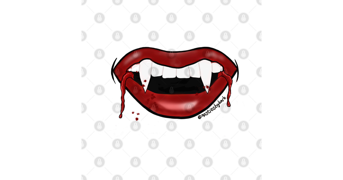 Female Vampire Red Lips & Fangs - Vampire - T-Shirt | TeePublic
