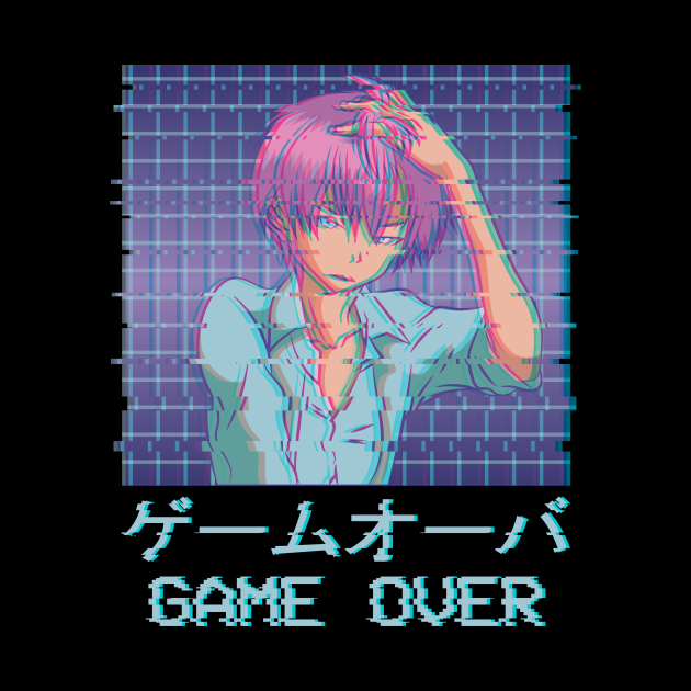 Game Over Anime Boy Japanese Vaporwave Kanji Weeb - Game Over ...