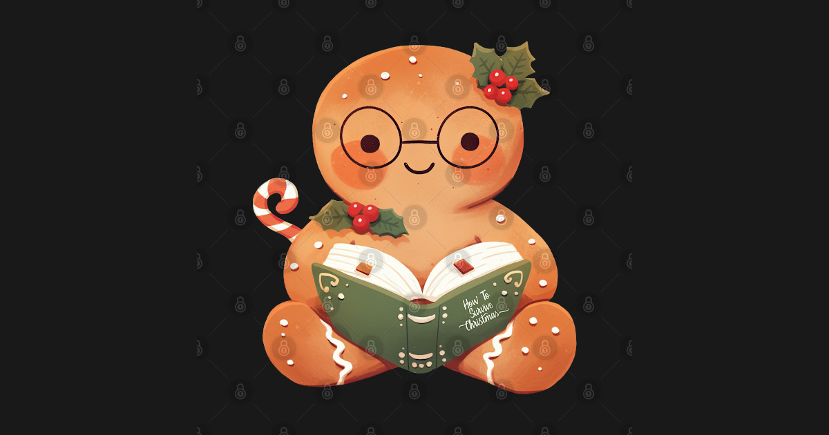 Cute Bookish Gingerbread Man - Gingerbread Man - T-Shirt | TeePublic