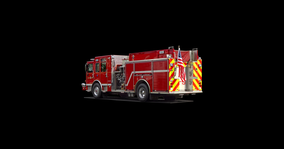 Back of Fire Engine With American Flag - Fire Engine - Sticker | TeePublic