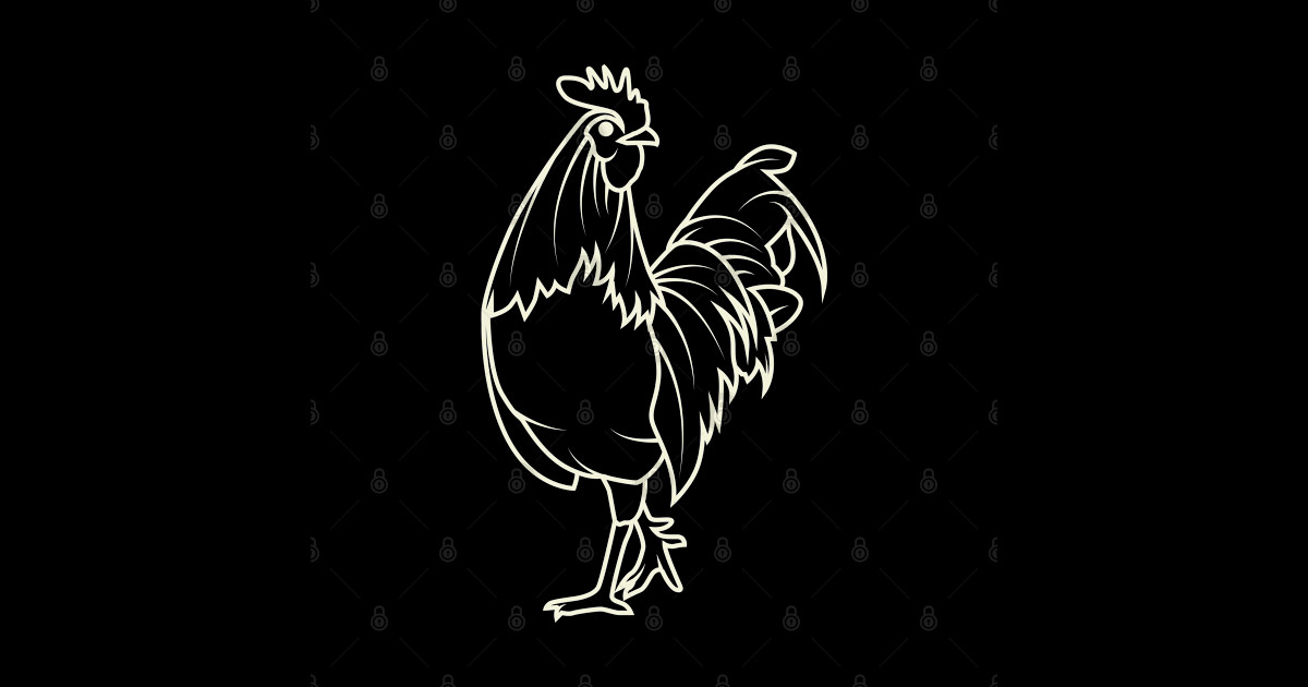 Aesthetic Lineart Rooster - Lineart - Posters and Art Prints | TeePublic