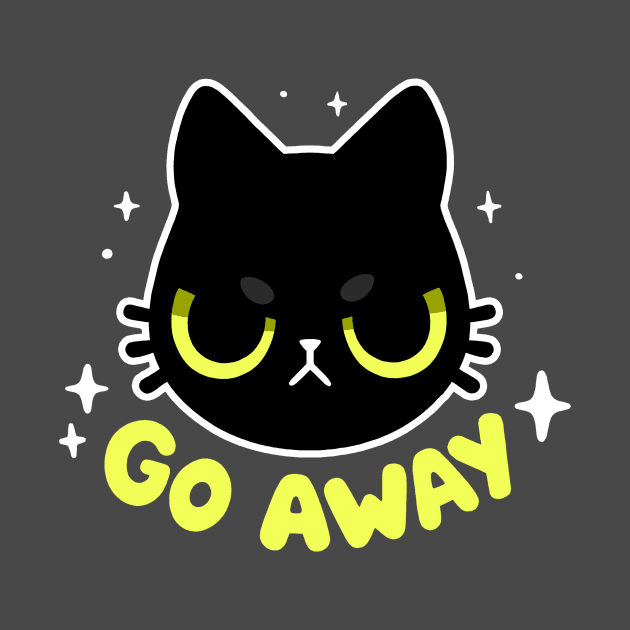 Go Away - Cute Angry Black cat - Sassy Kitty - Go Away - T-Shirt ...