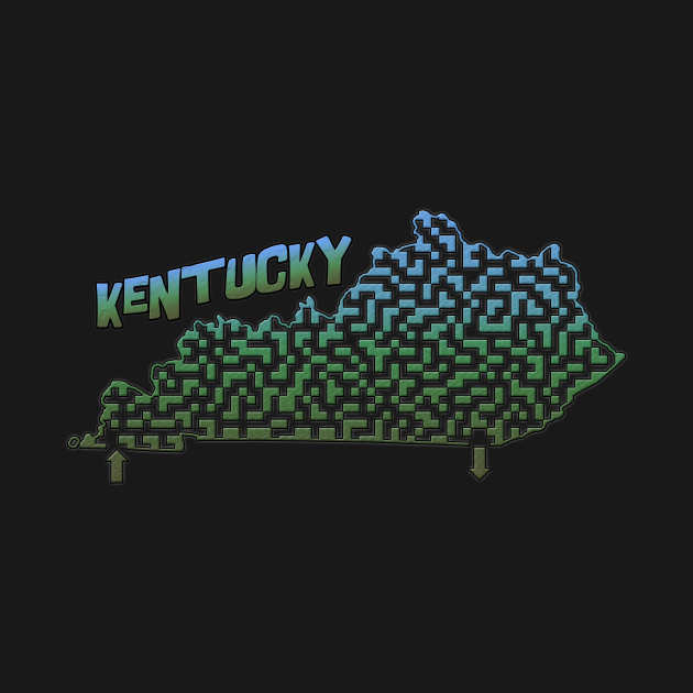Kentucky State Outline Maze & Labyrinth - Kentucky - T-Shirt | TeePublic