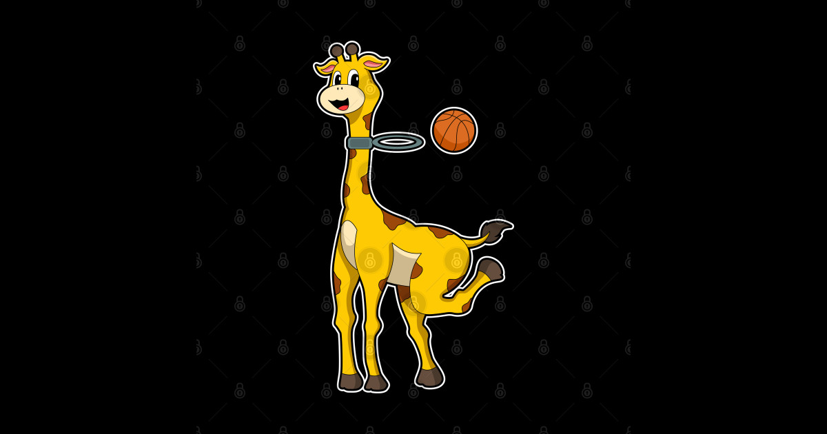 Giraffe at Basketball with Basketball hoop - Giraffe - Sticker | TeePublic