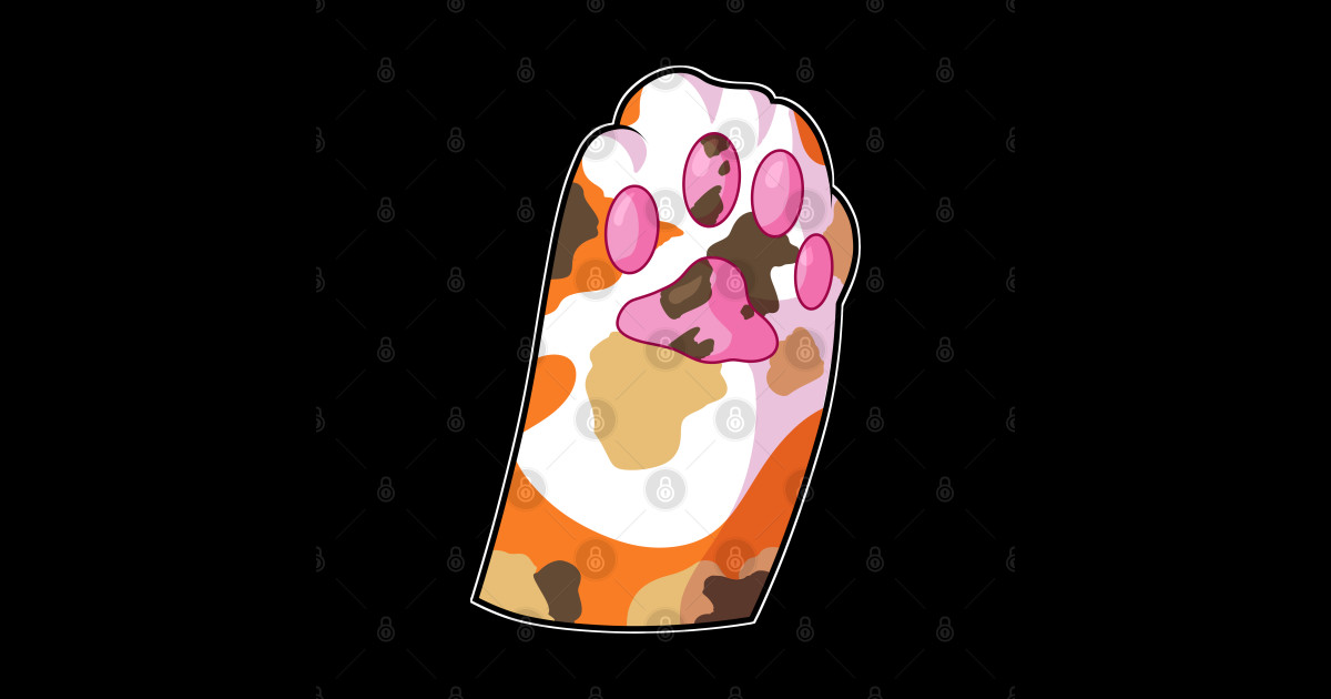 cute little calico cat's paw saying hello! - Cute Cat Illustration ...