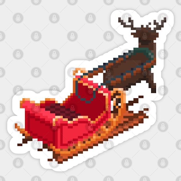 Pixel Art Sleigh - Chirstmas - Sticker | TeePublic