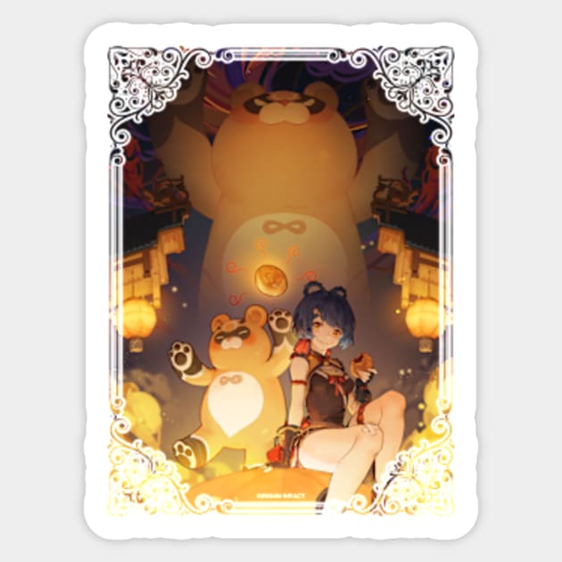 Xiangling and Guoba - Genshin Impact - Sticker | TeePublic