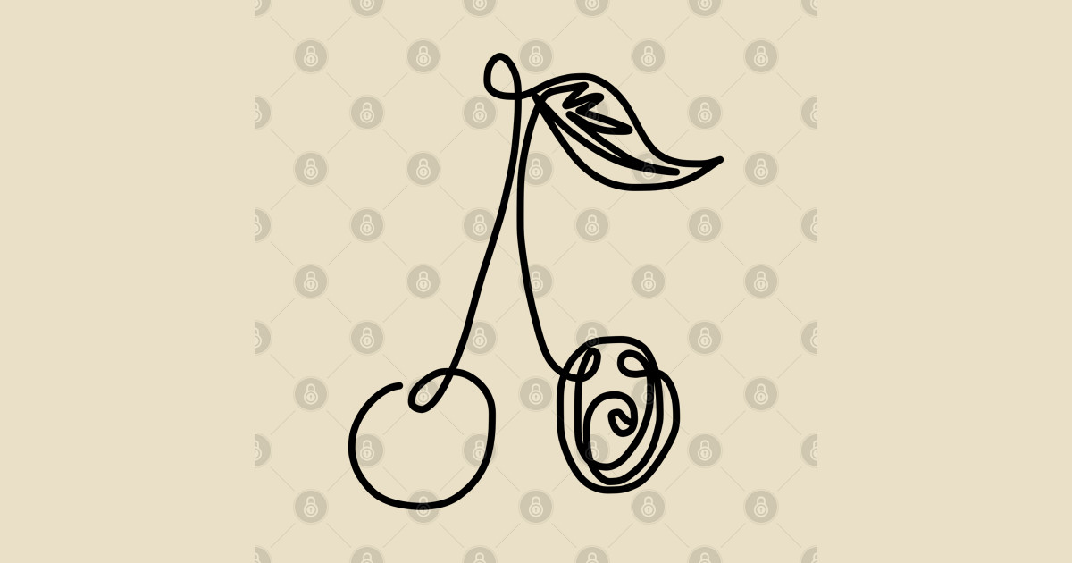 Simple Cherry Line Art - Abstract - T-Shirt | TeePublic