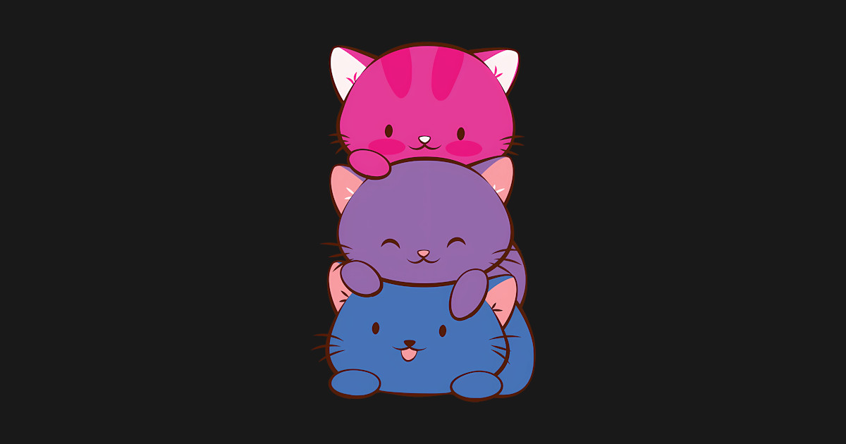 Bisexual Flag Lgbt Bi Pride Cute Kawaii Cats - Bisexual Flag Lgbt Bi ...