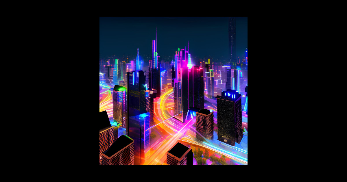 Ai Generated Art Scenery - Futuristic City Skyline With Neon Street ...