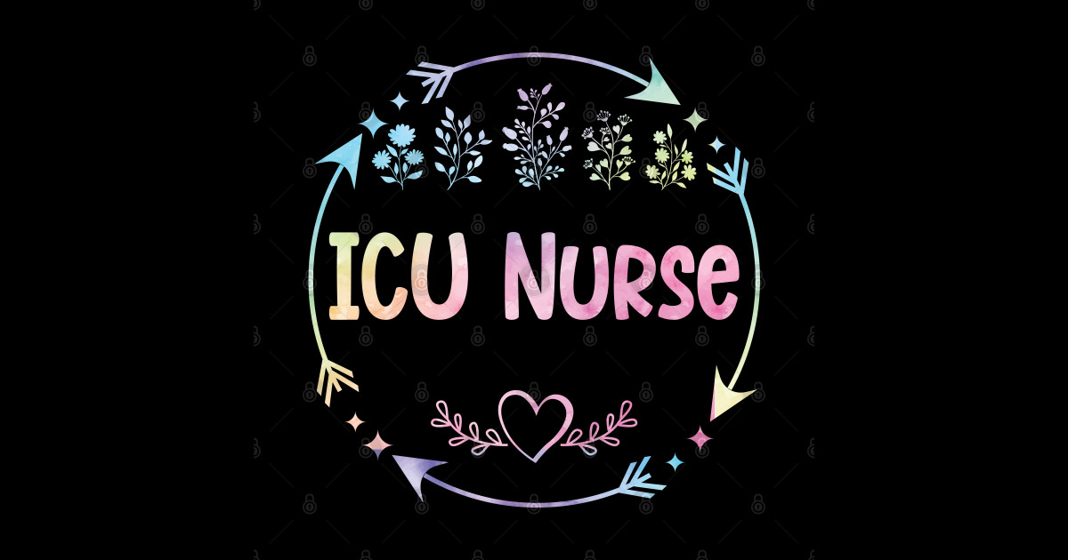 ICU Nurse cute floral watercolor - Icu Nurse Cute Floral Watercolor - Sticker | TeePublic