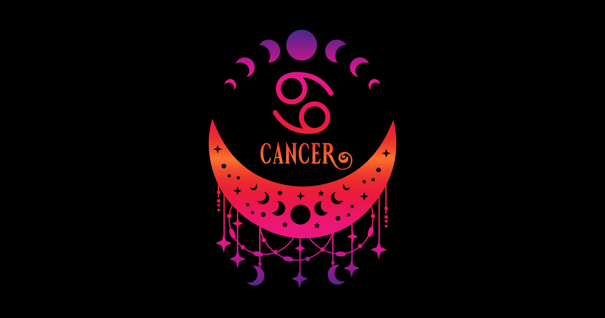 Rainbow Ombre Moon Phases and Cancer Zodiac Symbol - Cancer Zodiac Sign ...