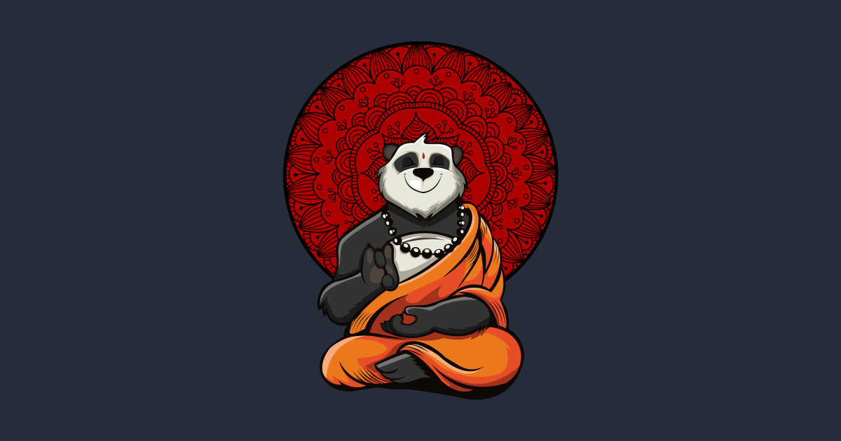 Panda Bear Zen Buddha Yoga Spiritual Cartoon Mandala - Panda Bear ...