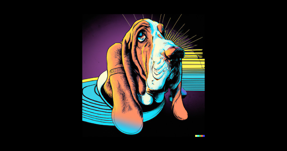 Retro - Futuristic Basset Hound - Basset - Sticker | TeePublic