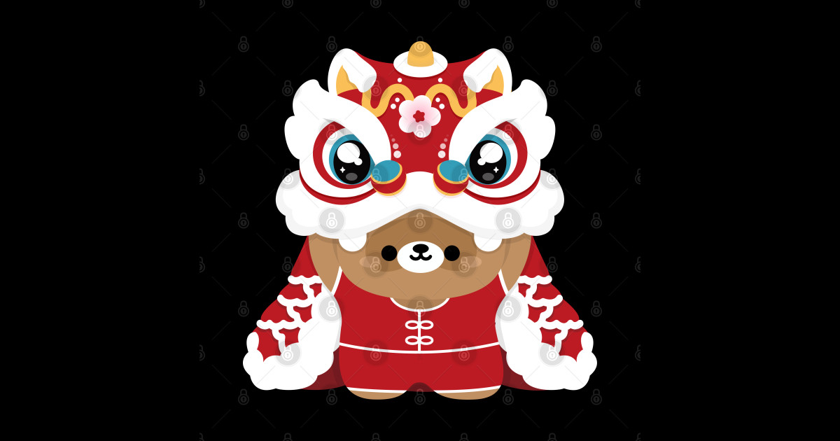 Chinese New Year - Lion Dance Beaver - Chinese New Year - Sticker ...