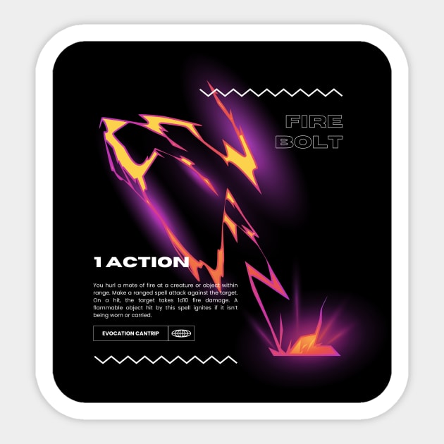 Fire Bolt Modern Dnd Dungeons and Dragons 5e - Dnd Gift - Sticker ...