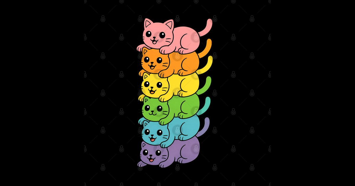 Cat Stack LGBT Gay Rainbow Pride Flag LGBTQ Ally Pet Lover - Pride Flag ...