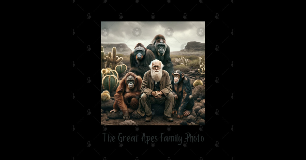 The Great Apes Family Photo - Darwin - Sticker | TeePublic