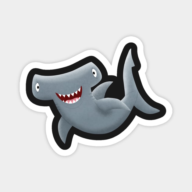Funny cute hammerhead shark cartoon illustration - Hammerhead - Magnet ...