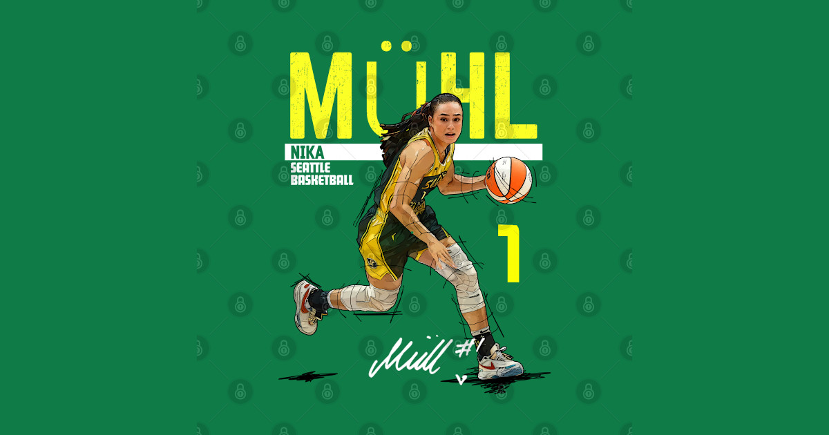Seattle Nika Muhl #1 Cartoon Women Basketball - Nika Muhl - T-Shirt ...