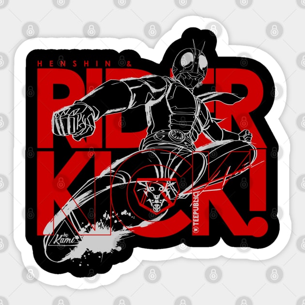 Hen-Shin & Rider Kick! - Shin Kamen Rider - Sticker | TeePublic