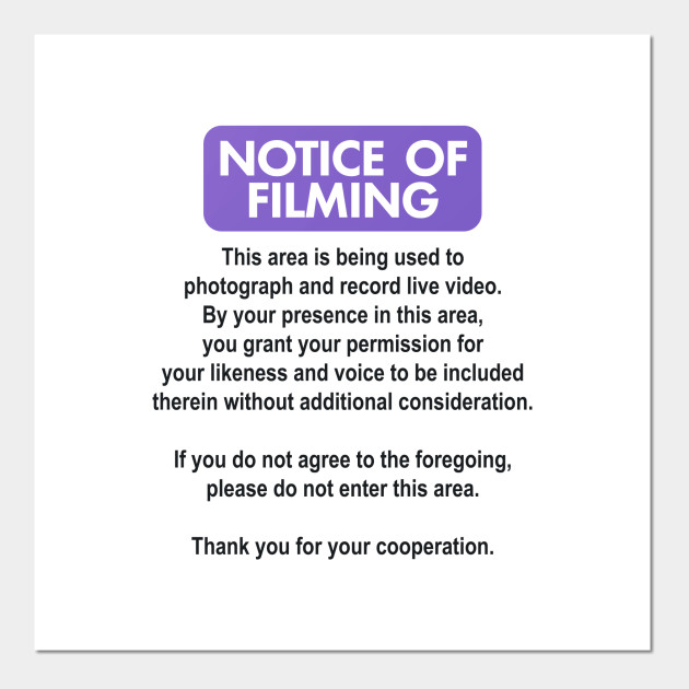 Filming Notice - Irl Streaming - Posters and Art Prints | TeePublic