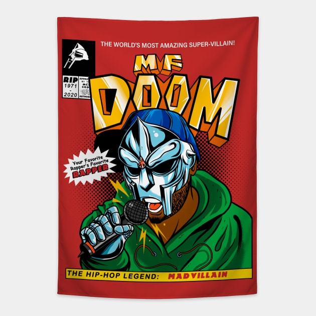 MF DOOM Comic cover (Tribute) - Mf Doom - Tapestry | TeePublic
