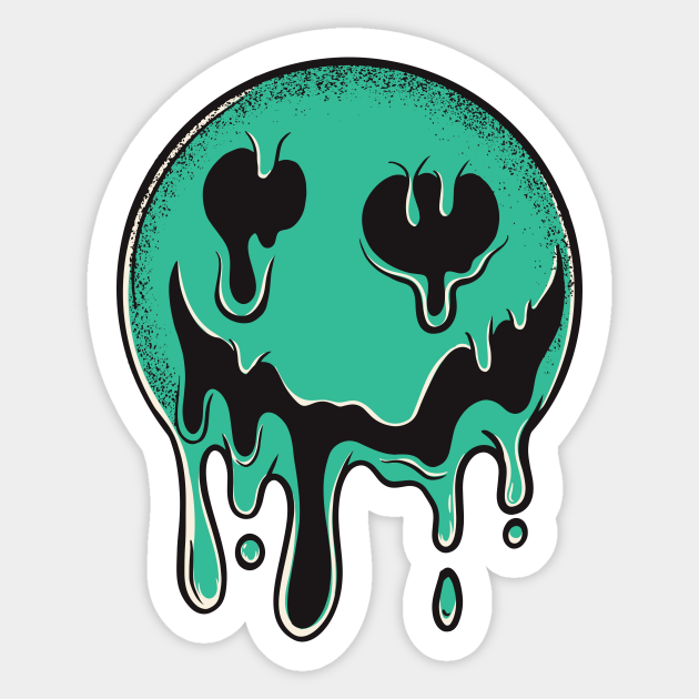 Droopy Smiley Face // Trippy Smile - Smiley Face - Sticker | TeePublic