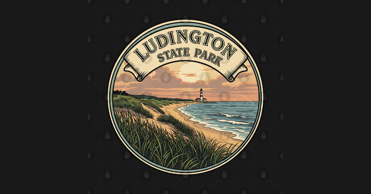 Ludington State Park Michigan Nature Travel Vintage Badge - Ludington ...