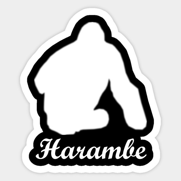 Harambe logo, White - Harambe - Sticker | TeePublic