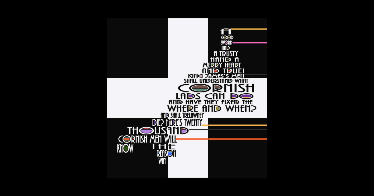 Map of Cornwall with Cornish Anthem - Trelawney - Cornwall - Sticker ...
