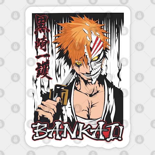 Ichigo Bankai Anime Fanart - Ichigo Hollow - Sticker | TeePublic