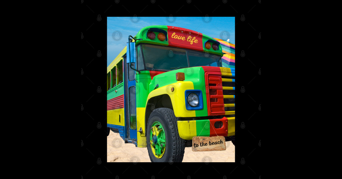 Take a Rasta Style Bus to the Beach - Rasta Colors - Sticker | TeePublic