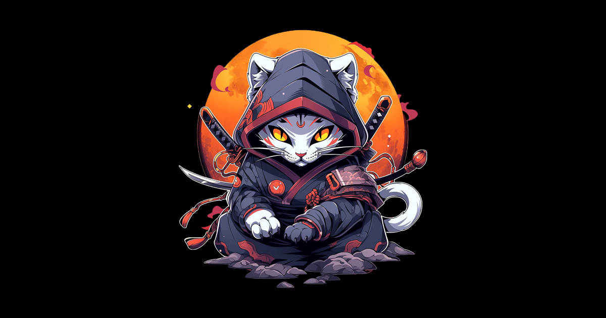 ninja cat - Neko - Sticker | TeePublic