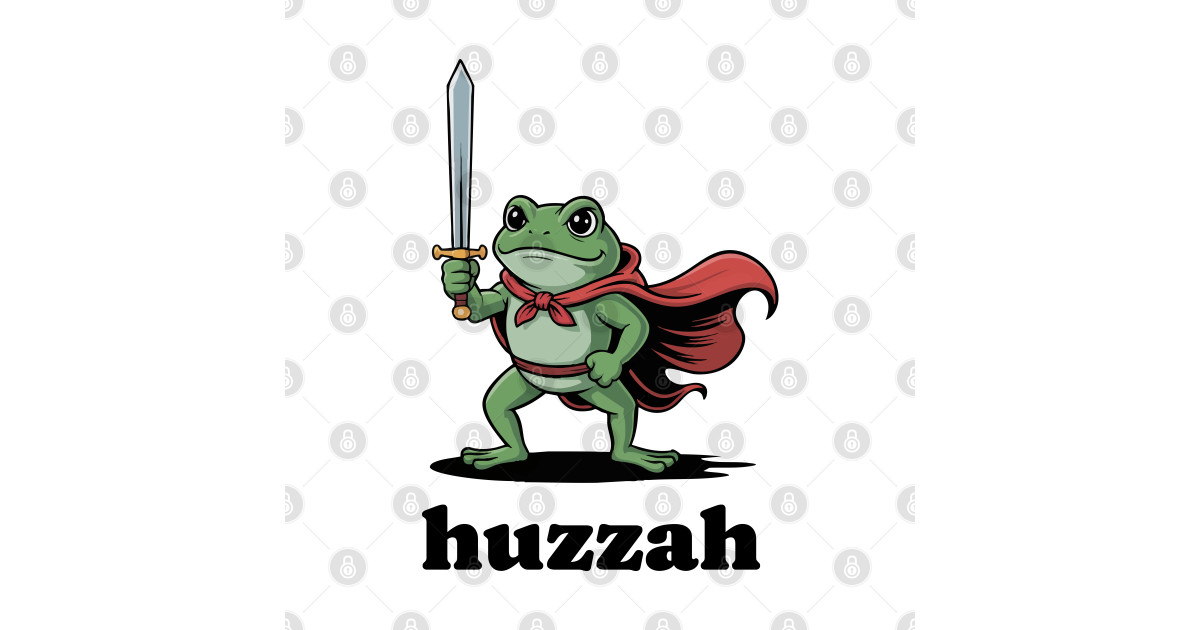 Huzzah Funny Frog Meme Style 02 - Huzzah Frog - T-Shirt | TeePublic