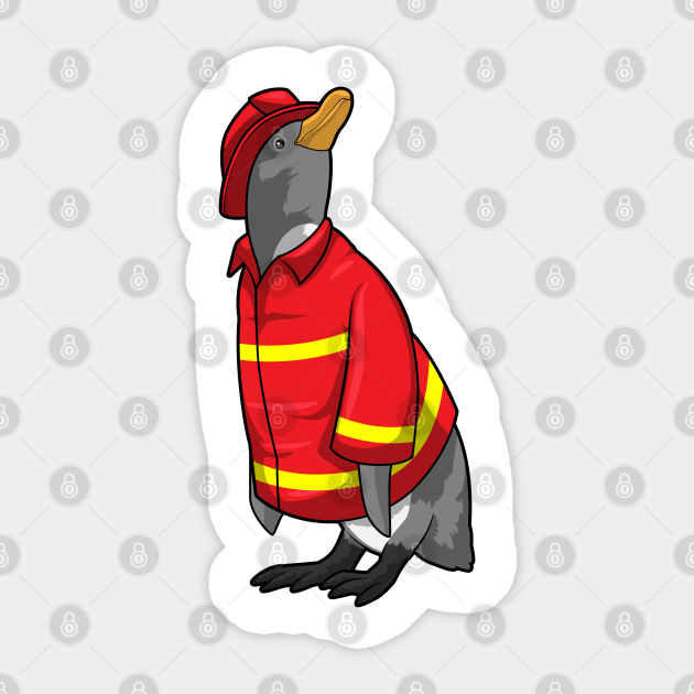 Penguin as Firefighter with Helmet - Fire Department - Sticker | TeePublic