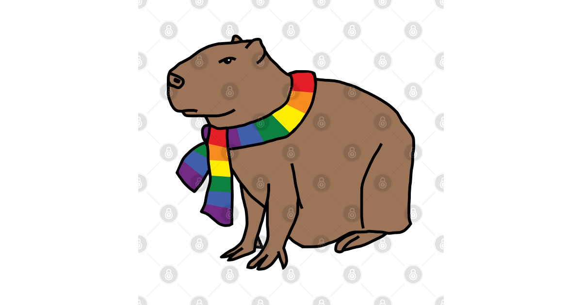 Capybara and Rainbow Pride Flag Scarf - Pride - T-Shirt | TeePublic