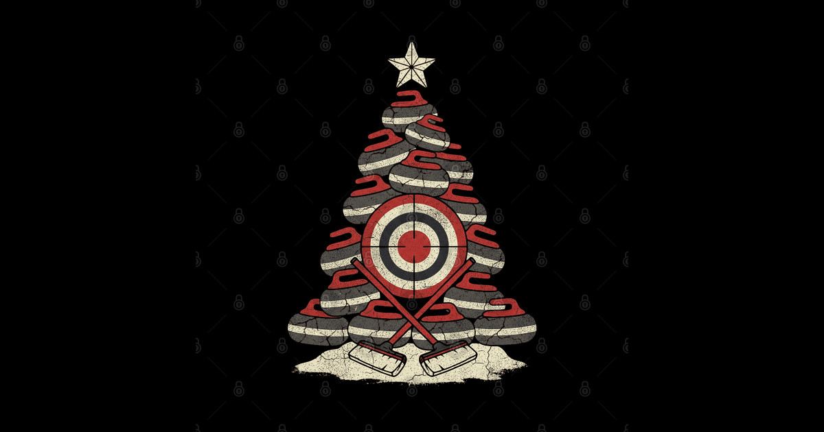 Curling Christmas Tree Holiday Winter Sport Rock Broom - Curling ...