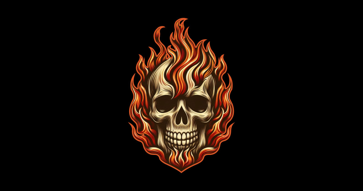 Skull fire tattoo - Skull Fire - Sticker | TeePublic