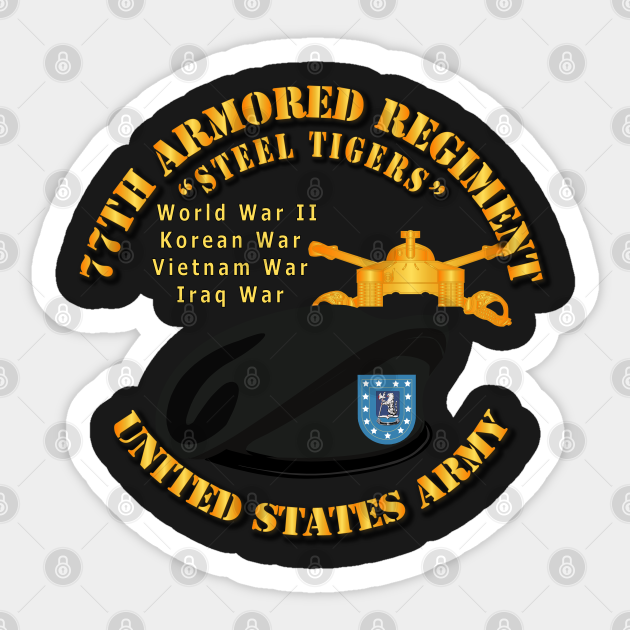 1st Bn 77th Armor w Beret - 1st Bn 77th Armor W Beret - Sticker | TeePublic