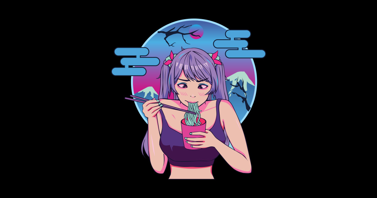 Noodle Lover - Kawaii Anime Girl - Kawaii Anime Girl - Sticker | TeePublic