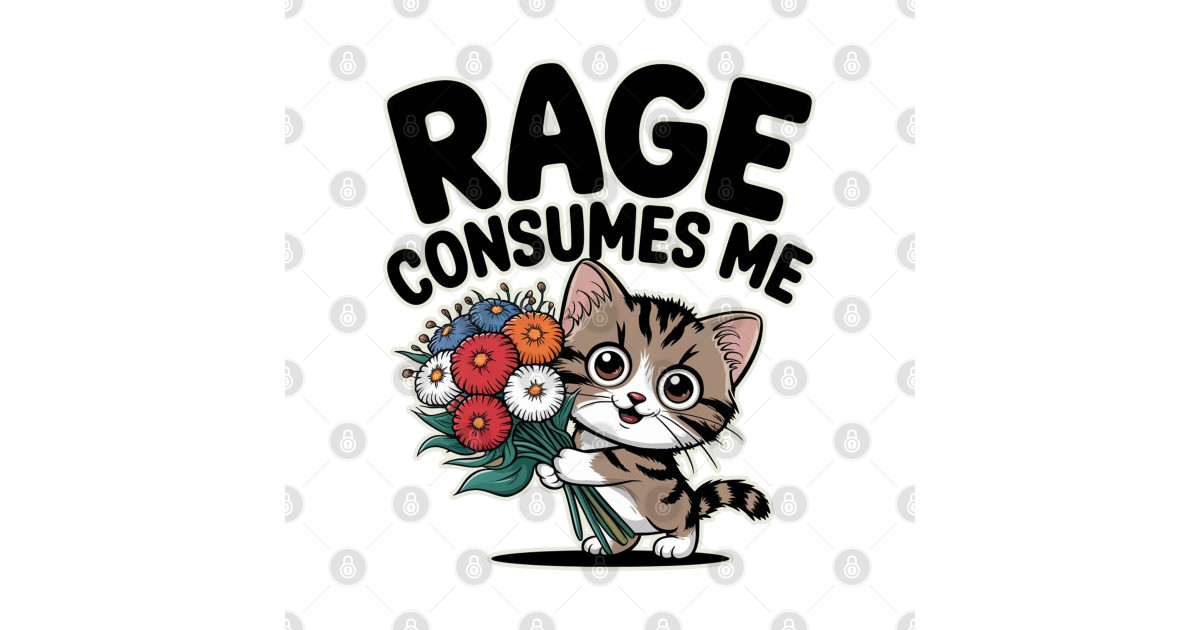 RAGE CONSUMES ME - CUTE KITTEN AND FLOWERS - Rage Consumes Me - T-Shirt ...