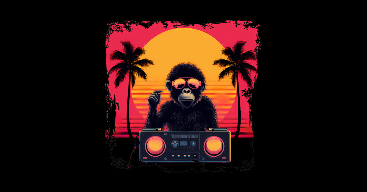 Cool summer monkey ape dj design - Monkey Dj - Posters and Art Prints ...