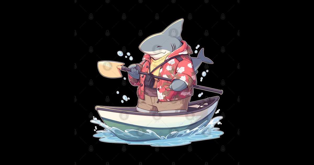 Super Cute Shark Standing in a Canoe - Super Cute Shark Anime Canoe ...