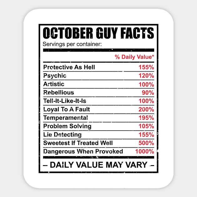 October Guy Facts' Birthday - Birthday - Sticker | TeePublic